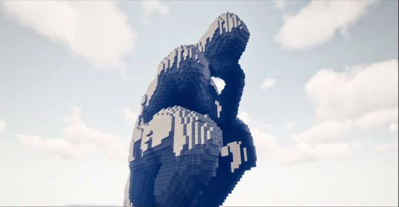Talented Minecraft Player Recreates The Thinker From A Massive Stone Blocks