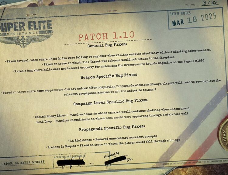 Sniper Elite: Resistance Patch Update Brings Exciting Changes! | Happy ...