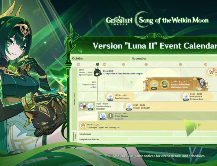 Genshin Impact Luna II Events Calendar Drops With Major Player ...